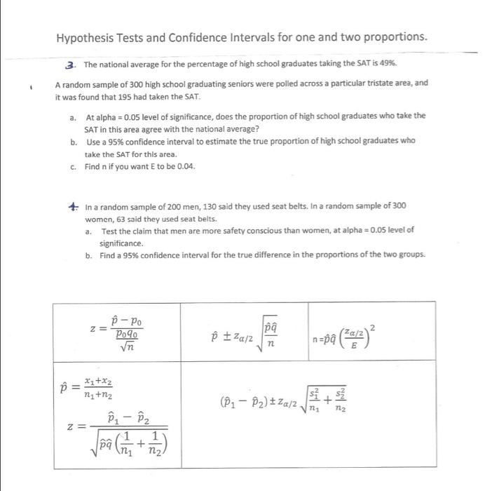 Solved Hypothesis Tests and Confidence Intervals for one and | Chegg.com