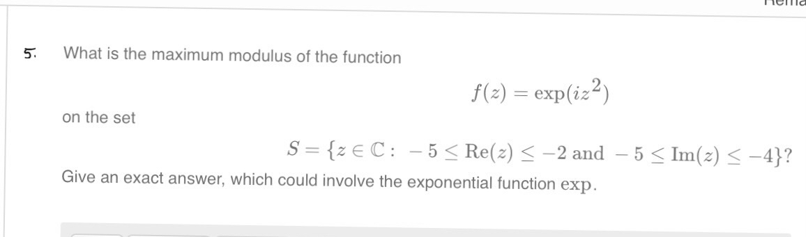 Solved What is the maximum modulus of the | Chegg.com