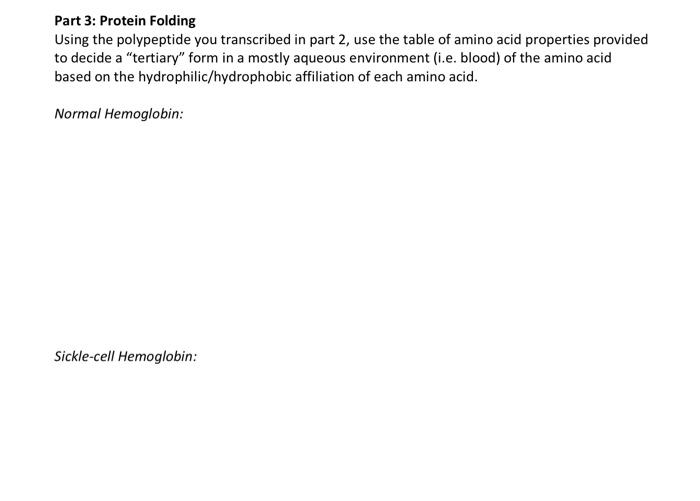 Solved Part 3: Protein Folding Using the polypeptide you | Chegg.com