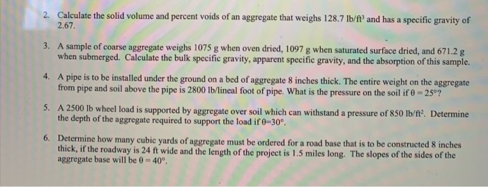 Solved 2. Calculate the solid volume and percent voids of an | Chegg.com