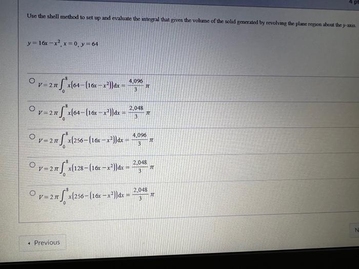 Solved Use the shell method to set up and evaluate the | Chegg.com