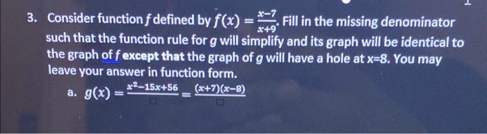 Solved 3. Consider function f defined by f(x) = *7Fill in | Chegg.com