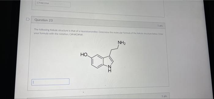 Solved CHON Question 23 The following Kekule structure is | Chegg.com