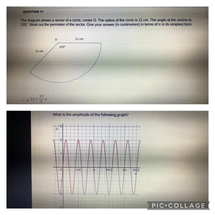 Solved QUESTION 11 The diagram shows a sector of a circle, | Chegg.com