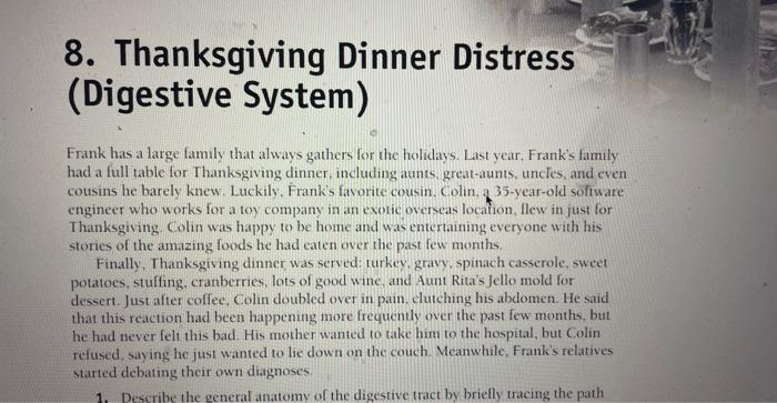 Solved Thanksgiving Dinner Distress (Digestive System) Frank | Chegg.com