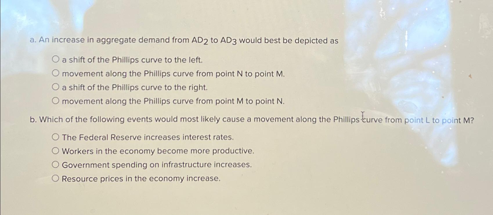 Solved a. ﻿An increase in aggregate demand from AD2 ﻿to AD3 | Chegg.com