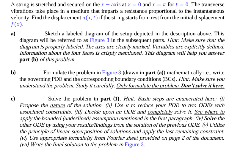 Solved A string is stretched and secured on the x - ﻿axis at | Chegg.com