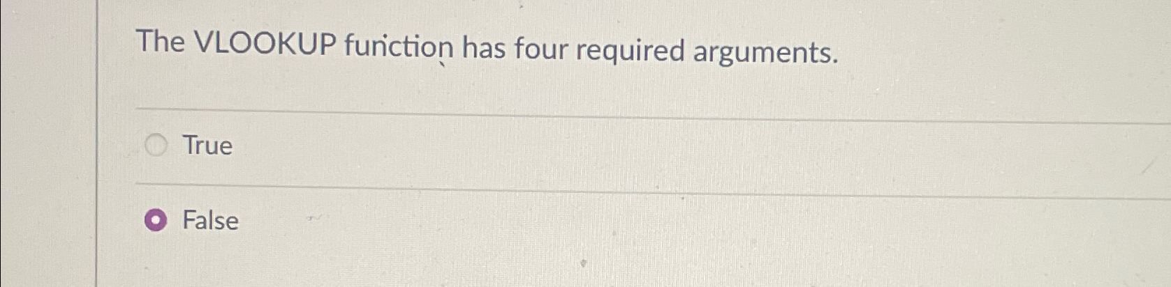 Solved The VLOOKUP function has four required | Chegg.com
