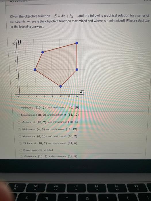 Solved Given The Objective Function 2 3x 5y And The