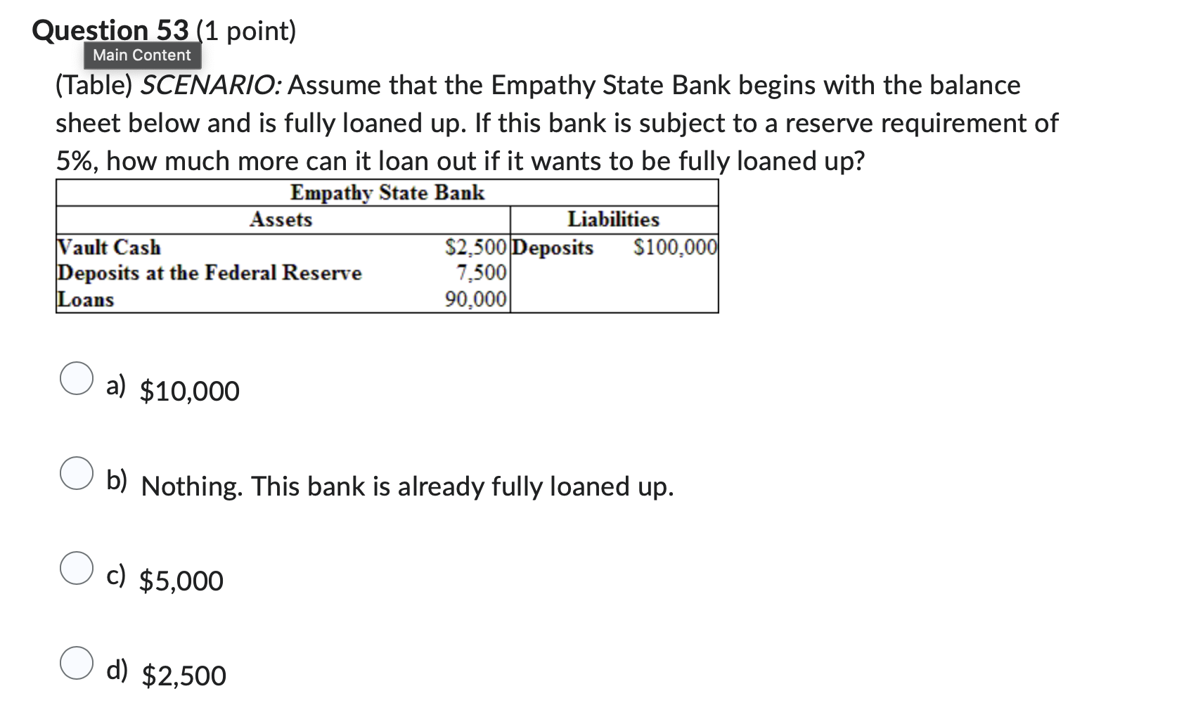 Solved Question 53 (1 ﻿point)Main Content(Table) ﻿SCENARIO: | Chegg.com