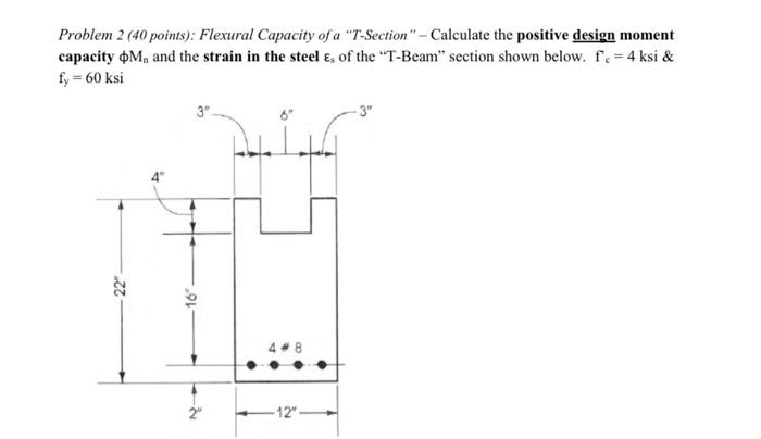 Solved Problem 2 (40 points): Flexural Capacity of a | Chegg.com