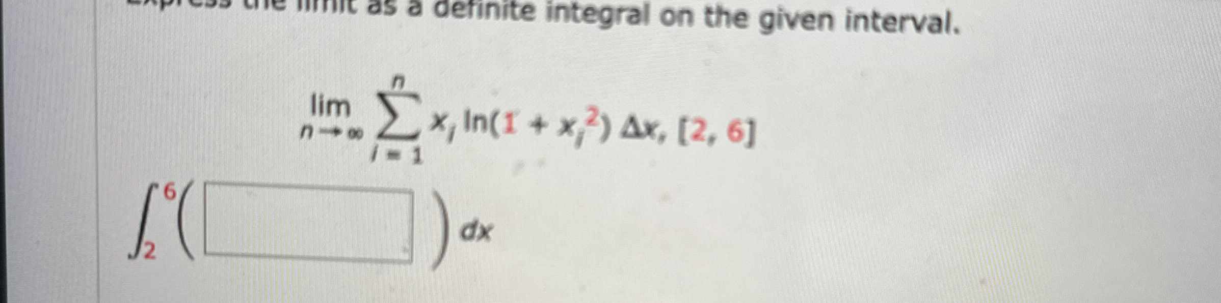 Solved as a definite integral on the given | Chegg.com