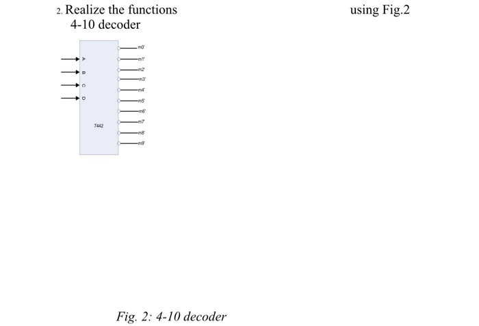 Solved 2. Realize the functions 4-10 decoder using Fig.2 mr | Chegg.com