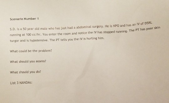 Solved Scenario Number 1 S.D. is a 50 year old male who has | Chegg.com