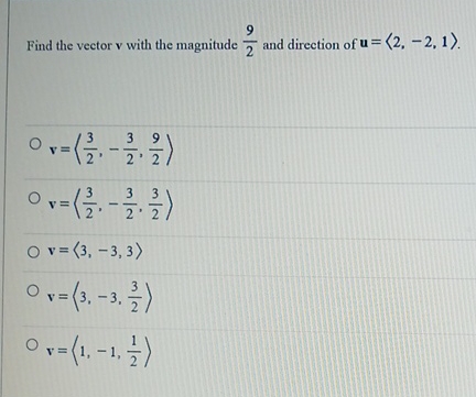 Solved Find the vector v ﻿with the magnitude 92 ﻿and | Chegg.com