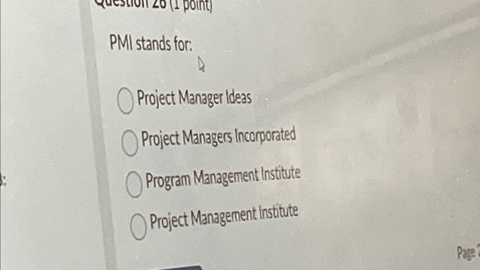 Solved PMI stands for:Project Manager IdeasProject Managers | Chegg.com