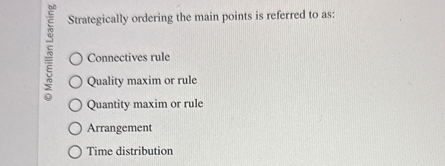 Strategically ordering the main points is referred to | Chegg.com