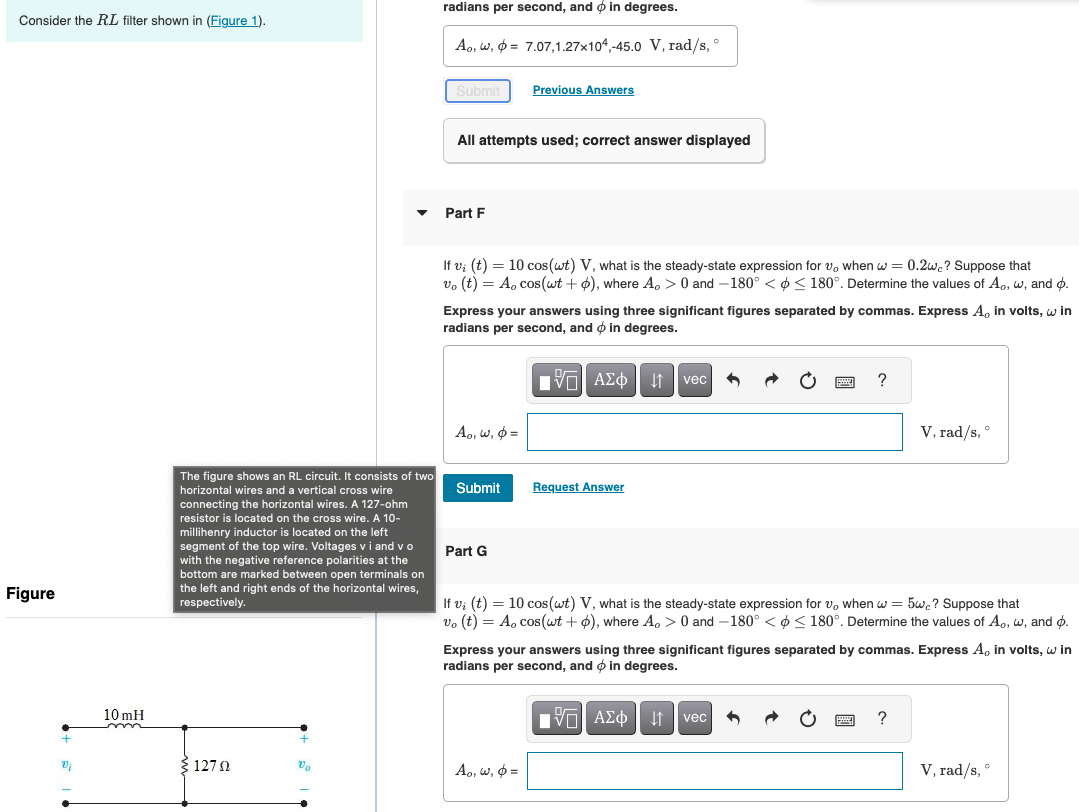 Solved Consider the RL ﻿filter shown in (Figure 1).radians | Chegg.com