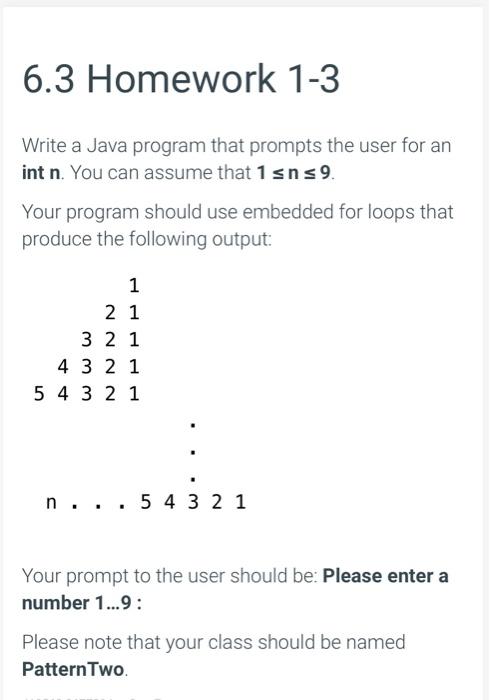Solved Write a Java program that prompts the user for an int | Chegg.com
