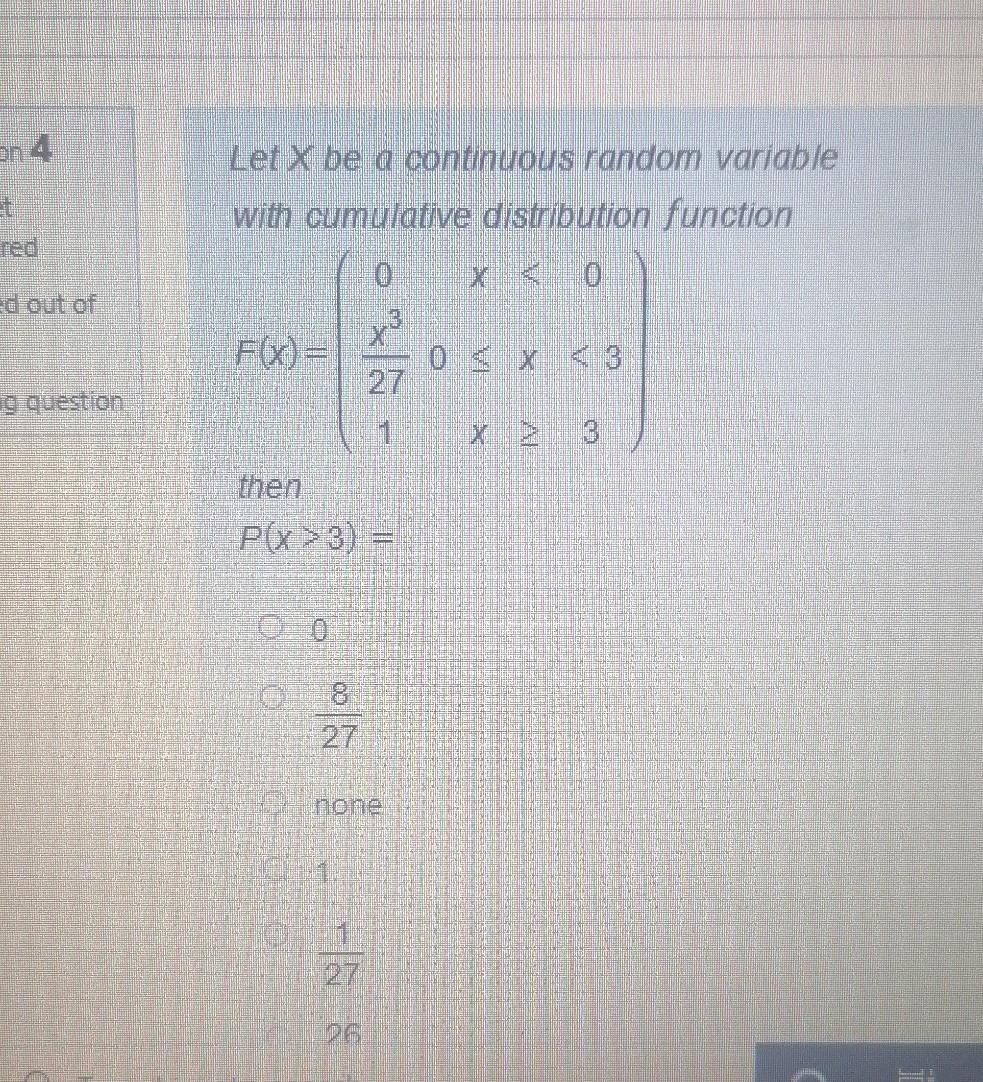 Solved Let X be a continuous random variable with cumulative | Chegg.com