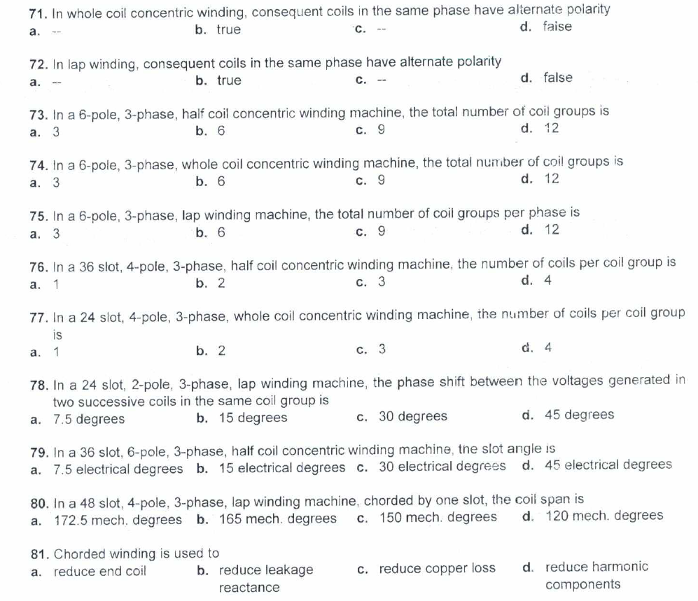 Solved In whole coil concentric winding, consequent coils in | Chegg.com