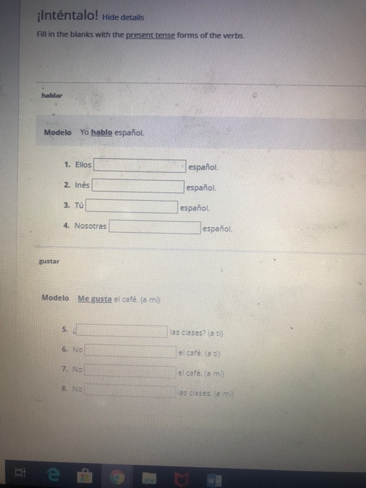 ¡Inténtalo! Hide details Fill in the blanks with the | Chegg.com