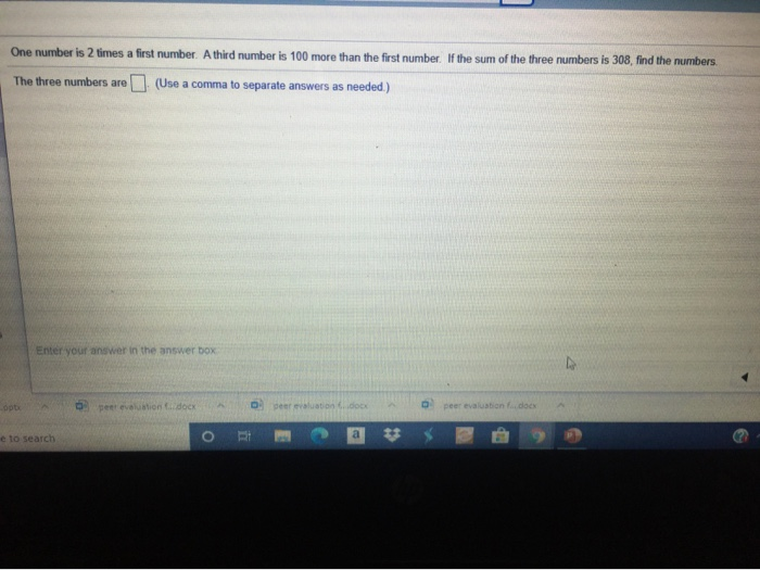 Solved One number is 2 times a first number. A third number | Chegg.com