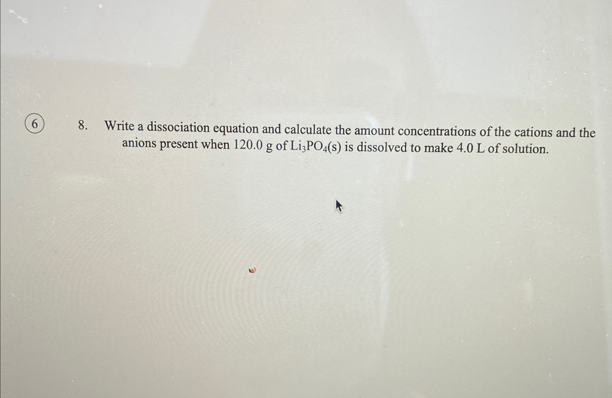Solved Write a dissociation equation and calculate the | Chegg.com