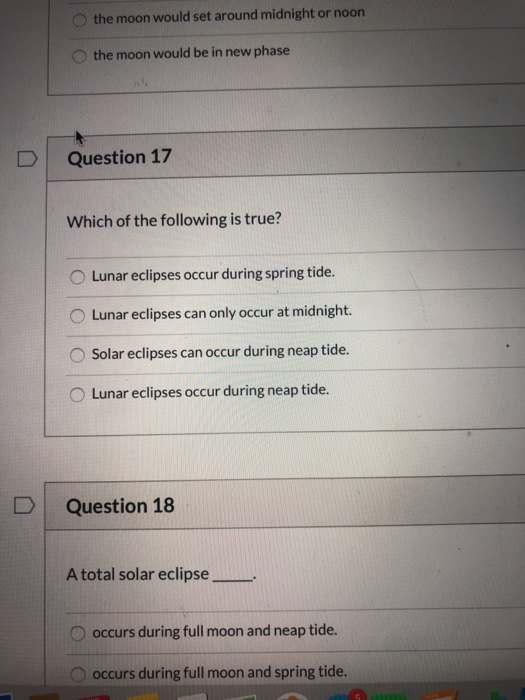 Solved the moon would set around midnight or noon the moon | Chegg.com