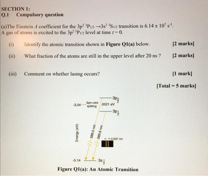 Solved SECTION 1: Q.1 Compulsory question (a) The Einstein A | Chegg.com