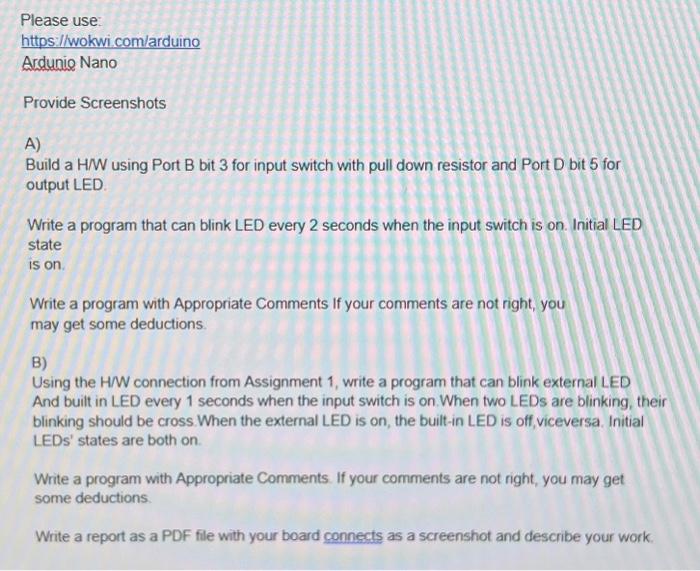 Solved Please use: https://wokwi com/arduino Ardunio Nano | Chegg.com