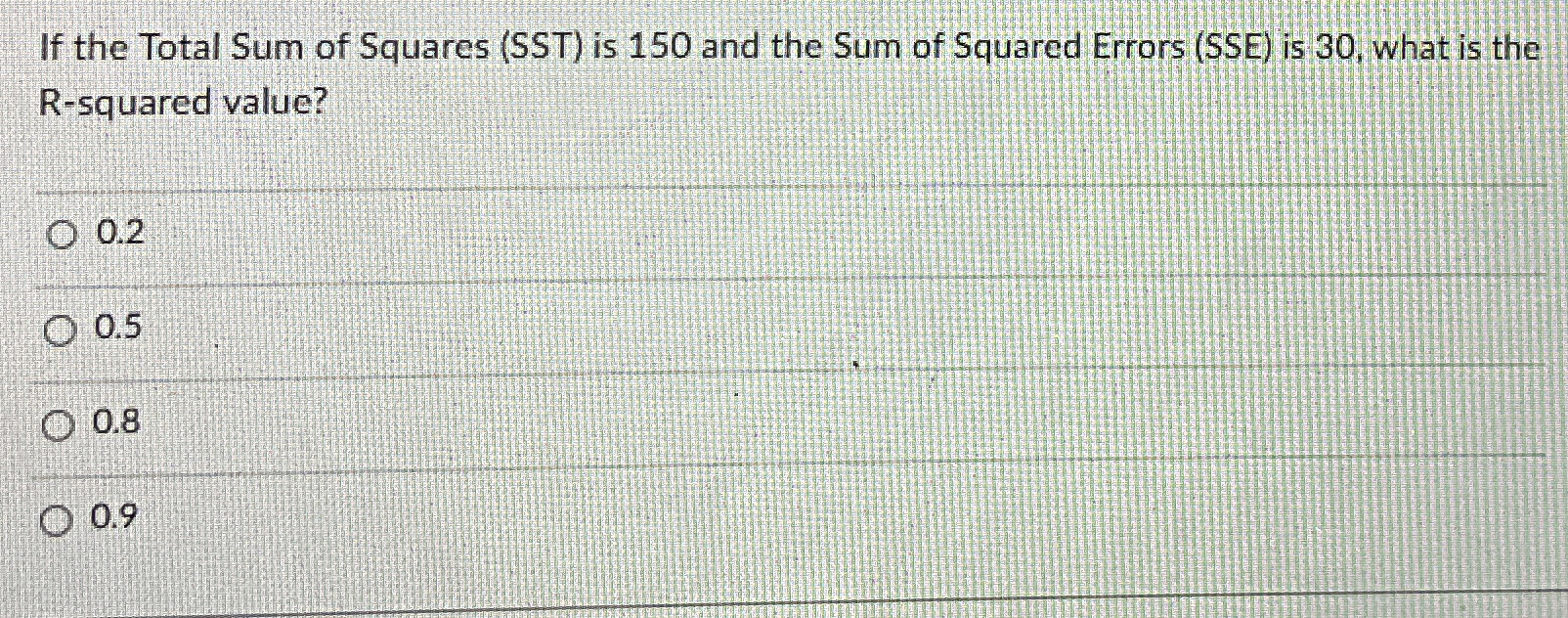 Solved If the Total Sum of Squares (SST) ﻿is 150 ﻿and the | Chegg.com