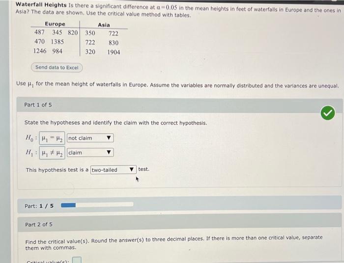 Solved Waterfall Heights is there a significant difference | Chegg.com