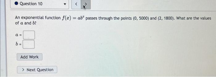 Solved An exponential function f(x)=abx passes through the | Chegg.com