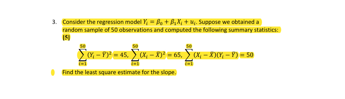 Solved Consider the regression model Yi=β0+β1xi+ui. ﻿Suppose | Chegg.com