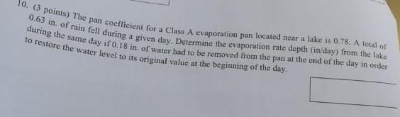 Solved 10. (3 poinis) The pan coefficient for a Class A | Chegg.com