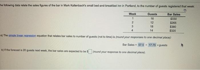 Solved Ho Following Data Relate The Sales Figures Of The Bar