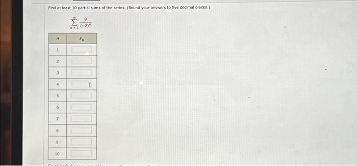 Solved Find at least 10 partial sums of the series. (Round | Chegg.com