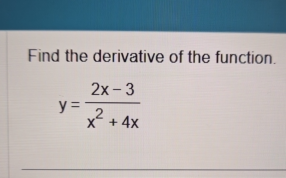 Solved Find the derivative of the function.y=2x-3x2+4x | Chegg.com