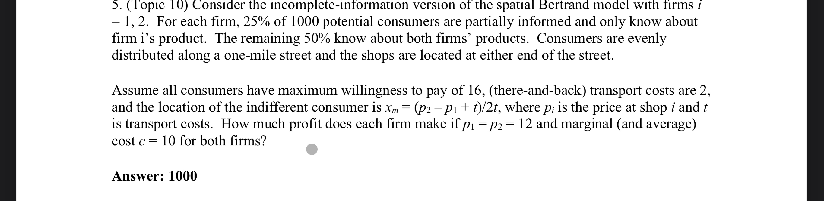 Solved (Topic 10) ﻿Consider the incomplete-information | Chegg.com