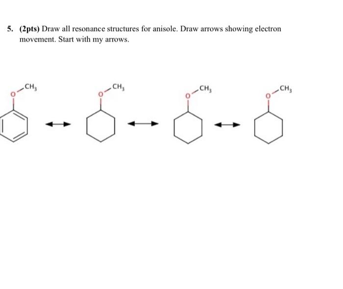 Solved 5. (2pts) Draw all resonance structures for anisole. | Chegg.com