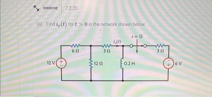 Solved (a) Find io(t) for t>0 in the network shown below. | Chegg.com