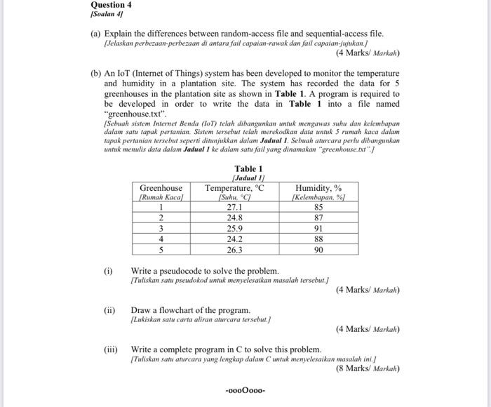 Solved Question 4 Soalan 41 (a) Explain the differences | Chegg.com