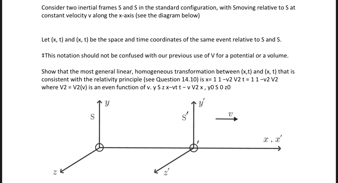 Solved Consider two inertial frames S and S in the standard | Chegg.com