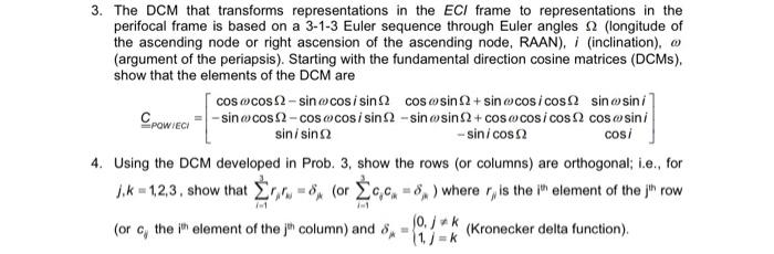 Solved 3. The DCM that transforms representations in the ECI | Chegg.com