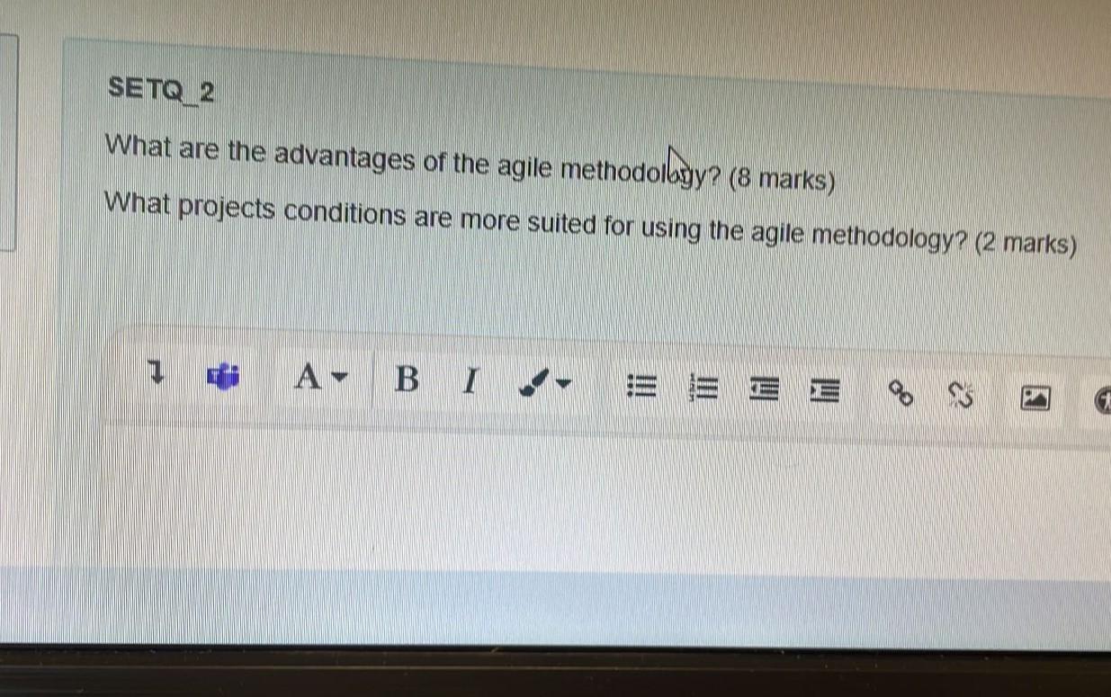 Solved What are the advantages of the agile methodolayy? (8 | Chegg.com