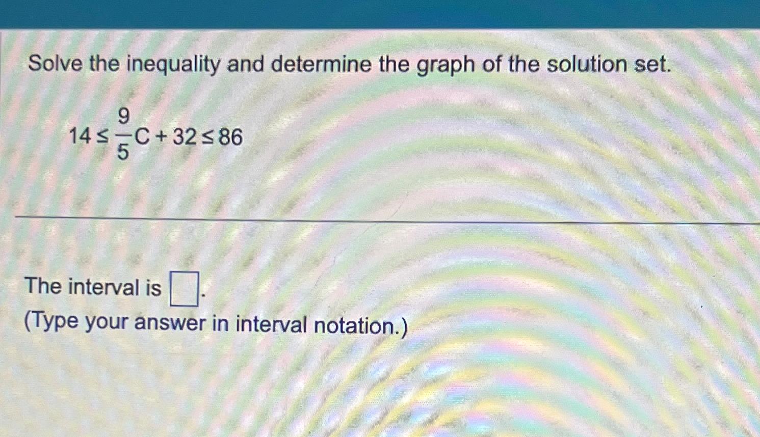 Solved Solve the inequality and determine the graph of the | Chegg.com