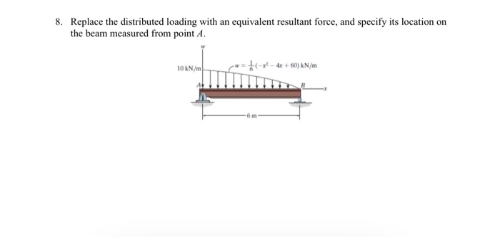 Solved 8. Replace the distributed loading with an equivalent | Chegg.com