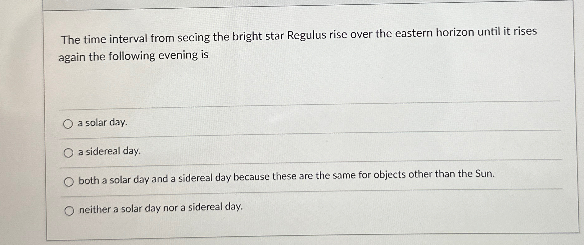 Solved The time interval from seeing the bright star Regulus | Chegg.com