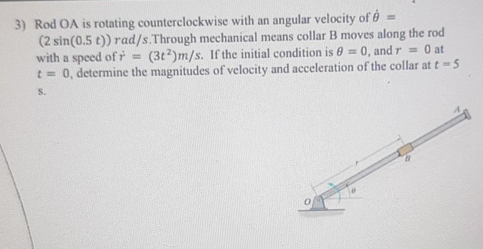 Solved 3) Rod OA is rotating counterclockwise with an | Chegg.com
